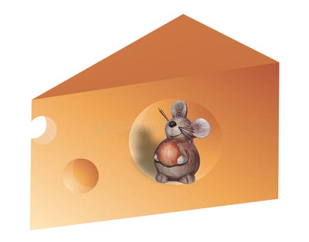 Mouse inside Cheese stock illustration. Illustration of mouse - 3945728