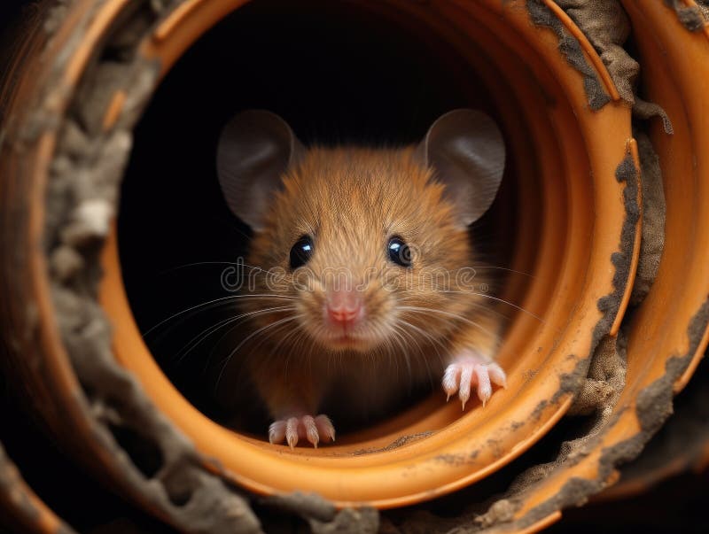 A mouse inside a pipe stock illustration. Illustration of synthography ...