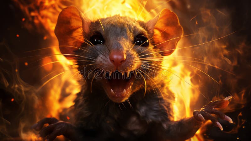 Fiery Rat: Hyper-detailed Hd Images of Whimsical Creatures in Tenebrism ...