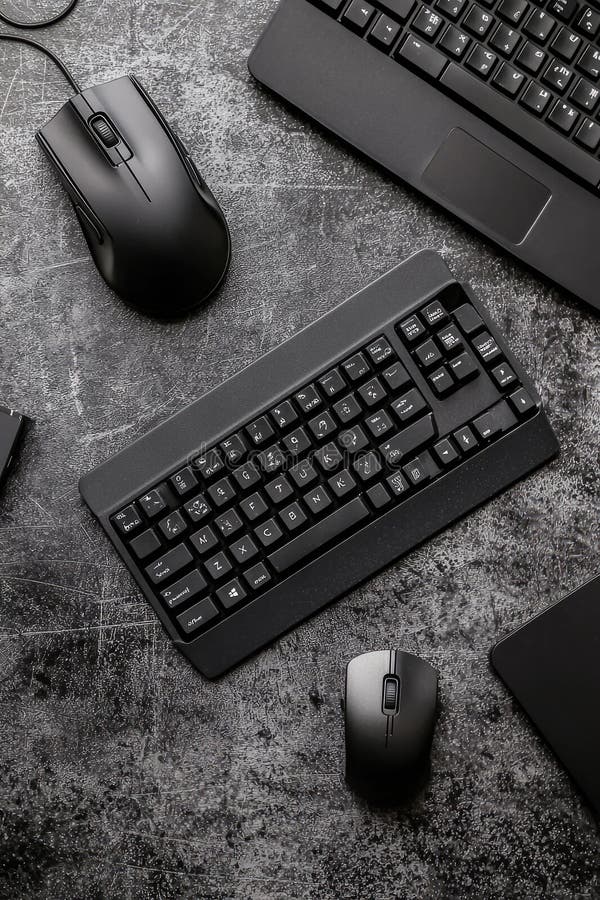 Mouse Keyboard Top View. Selective Focus Stock Image - Image of device ...