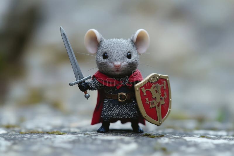 Mouse Knight with Sword and Shield, Heroic Pose, Detailed Armor, Cute ...