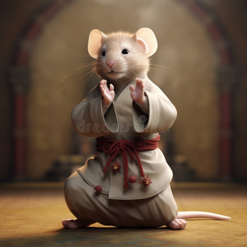 Mouse in the Kun fu pose stock illustration. Illustration of cute ...