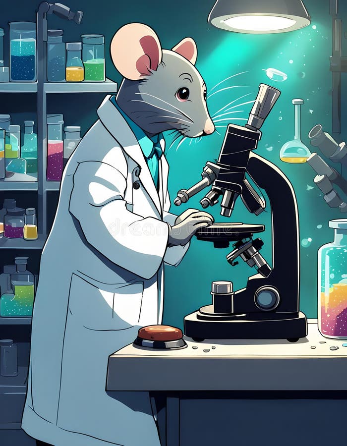 Mouse in Lab Coat Examining Microscope. Generative AI Stock Image ...