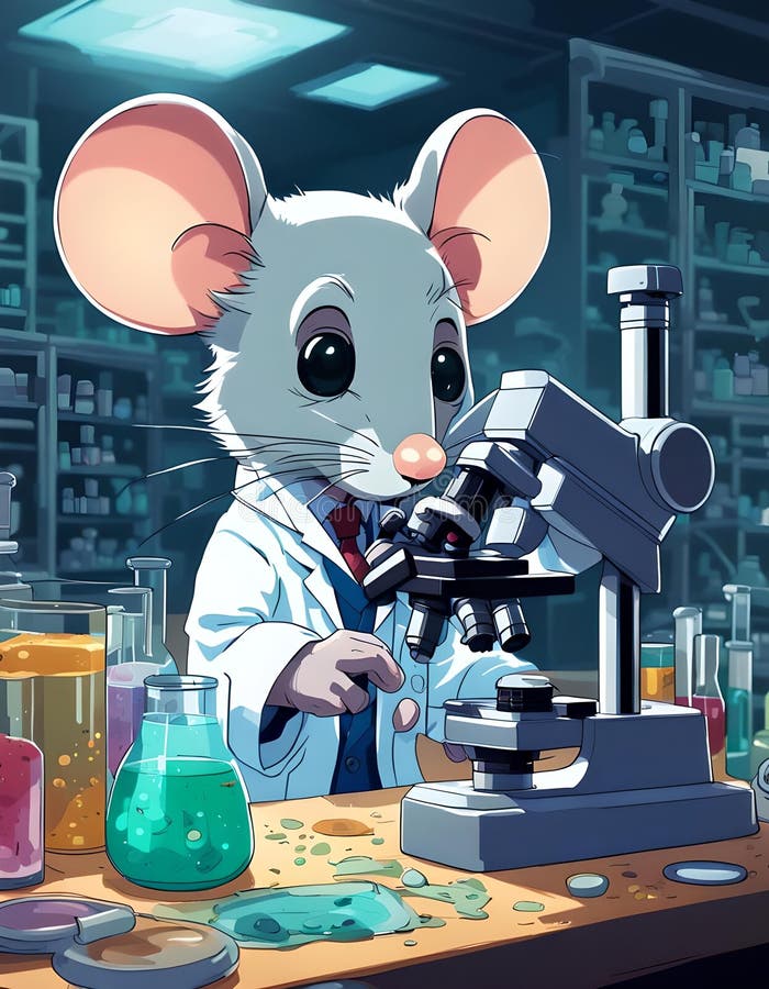 Mouse in a Lab Looking through a Microscope. Generative AI Stock Photo ...