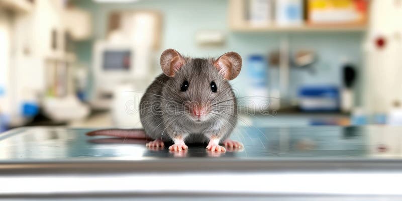 Mouse on Laboratory Table in Research Facility. Scientific Study and ...
