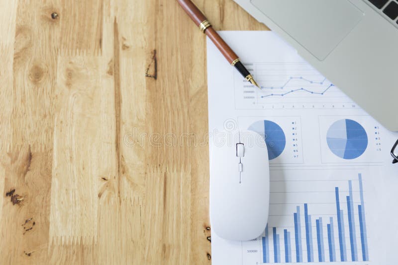 Mouse, Laptop Computer and Market Analysis Business Chart Stock Photo ...