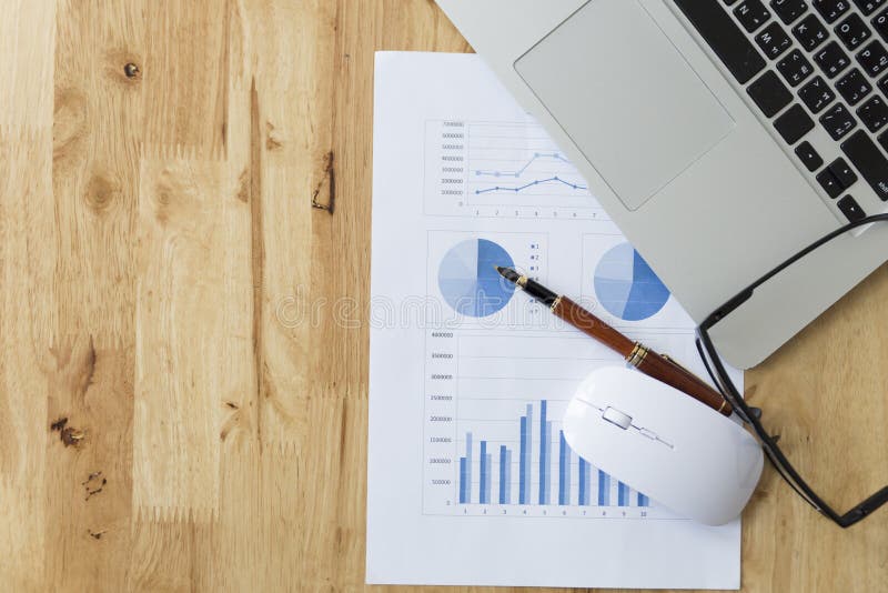 Mouse, Laptop Computer and Market Analysis Business Chart Stock Photo ...