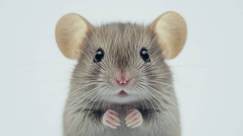 Mouse with Large Ears and Tiny Paws Looking Directly Forward in a ...