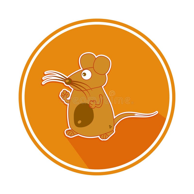 Mouse with Large Moustache in Rectangular Orange Panel on White ...