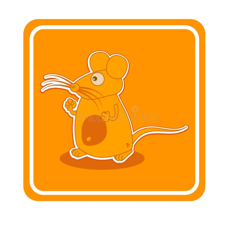 Mouse with Large Moustache in Rectangular Orange Panel on White ...