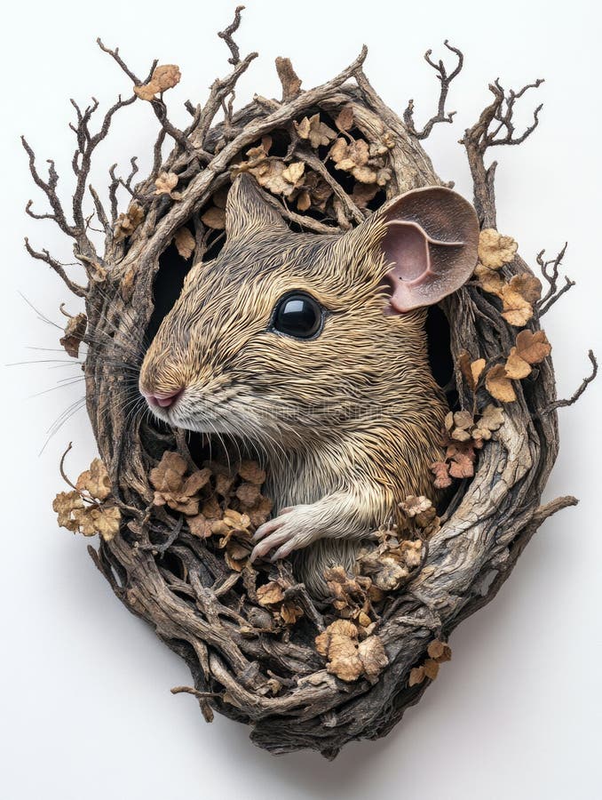 Mouse in leaf nest stock photo. Image of cozy, relaxation - 388990336