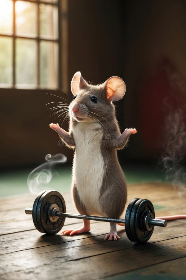 Mouse Lifting Weights in a Gym Stock Illustration - Illustration of ...