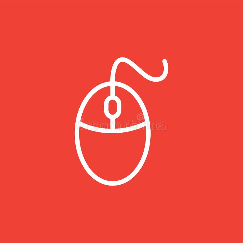 Mouse Line Icon on Red Background. Red Flat Style Vector Illustration ...