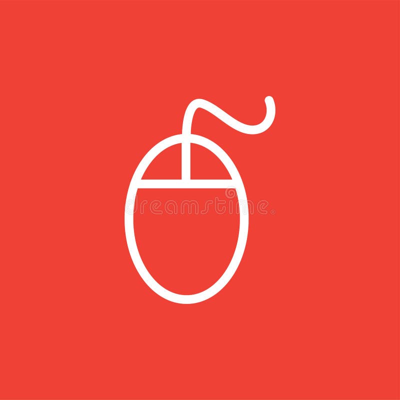 Mouse Line Icon on Red Background. Red Flat Style Vector Illustration ...