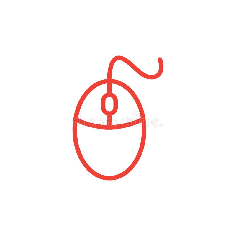 Mouse Line Red Icon on White Background. Red Flat Style Vector ...