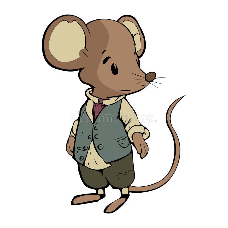 Mouse in Linear Style, Black on a White Background. Stock Vector ...