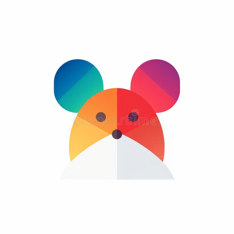 Colorful Minimalist Mouse Head with Vibrant Eyes Stock Illustration ...
