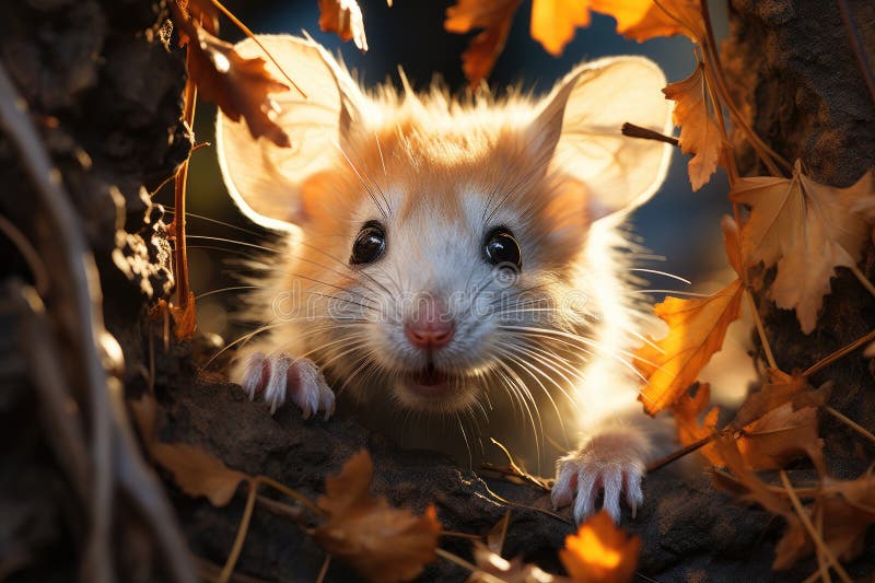 Mouse Looks Out of a Hole, a Rodent in a Field. Generative AI Stock ...