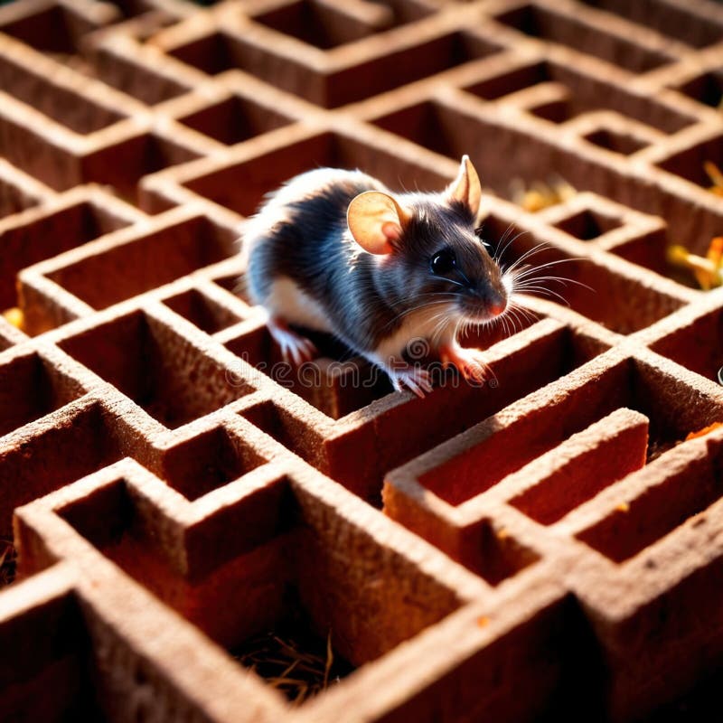 Mouse Lost in Maze, Being Trained To Find a Solution and Exit Stock ...
