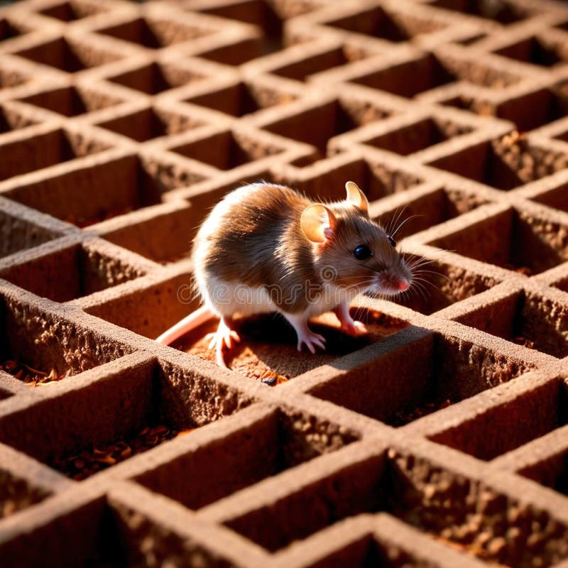 Mouse Lost in Maze, Being Trained To Find a Solution and Exit Stock ...