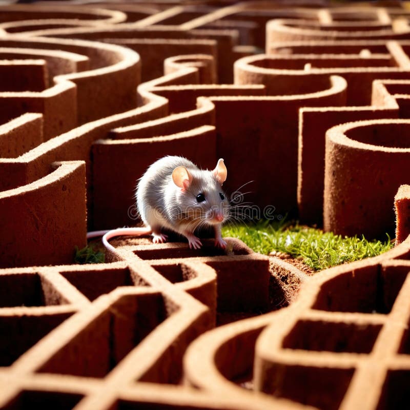 Mouse Lost in Maze, Being Trained To Find a Solution and Exit Stock ...