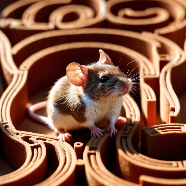 Mouse Lost in Maze, Being Trained To Find a Solution and Exit Stock ...