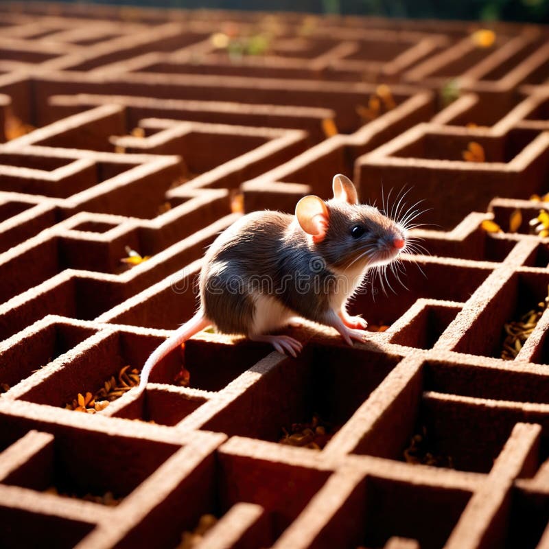 Mouse Lost in Maze, Being Trained To Find a Solution and Exit Stock ...