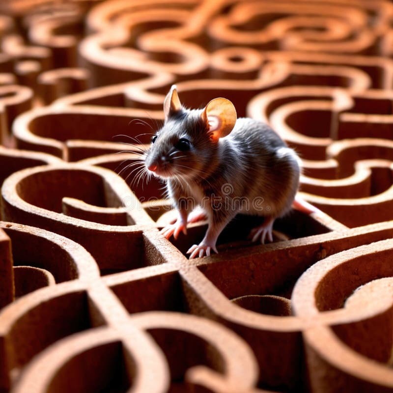 Mouse Lost in Maze, Being Trained To Find a Solution and Exit Stock ...