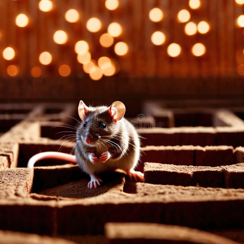 Mouse Lost in Maze, Being Trained To Find a Solution and Exit Stock ...
