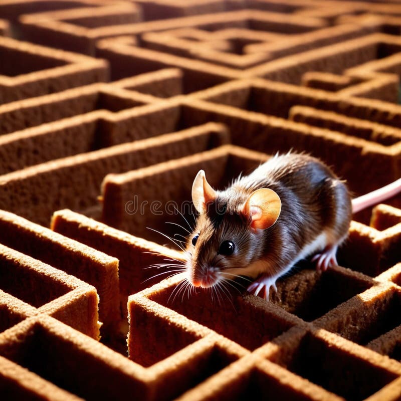 Mouse Lost in Maze, Being Trained To Find a Solution and Exit Stock ...