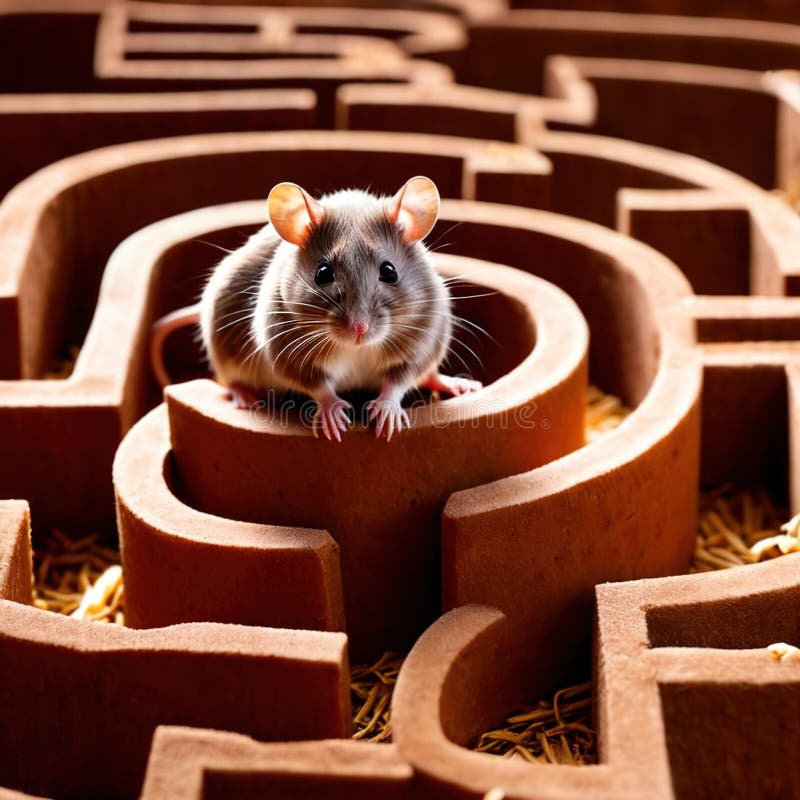 Mouse Lost in Maze, Being Trained To Find a Solution and Exit Stock ...