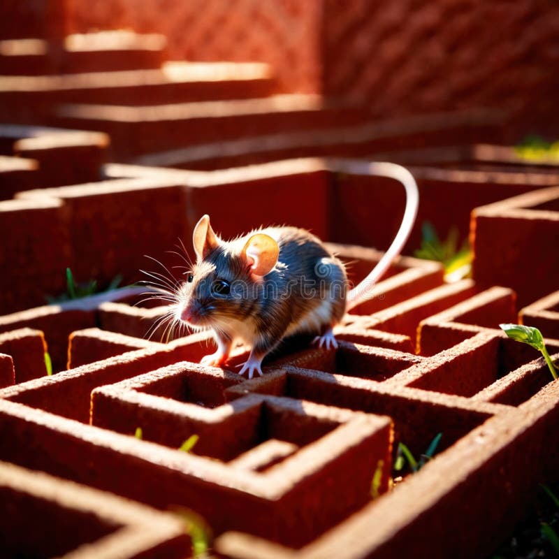 Mouse Lost in Maze, Being Trained To Find a Solution and Exit Stock ...