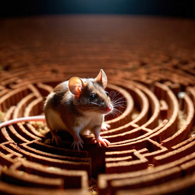 Mouse Lost in Maze, Being Trained To Find a Solution and Exit Stock ...