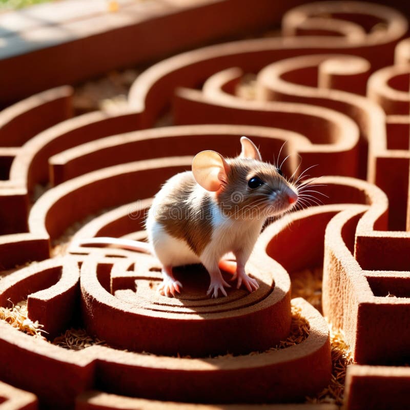 Mouse Lost in Maze, Being Trained To Find a Solution and Exit Stock ...
