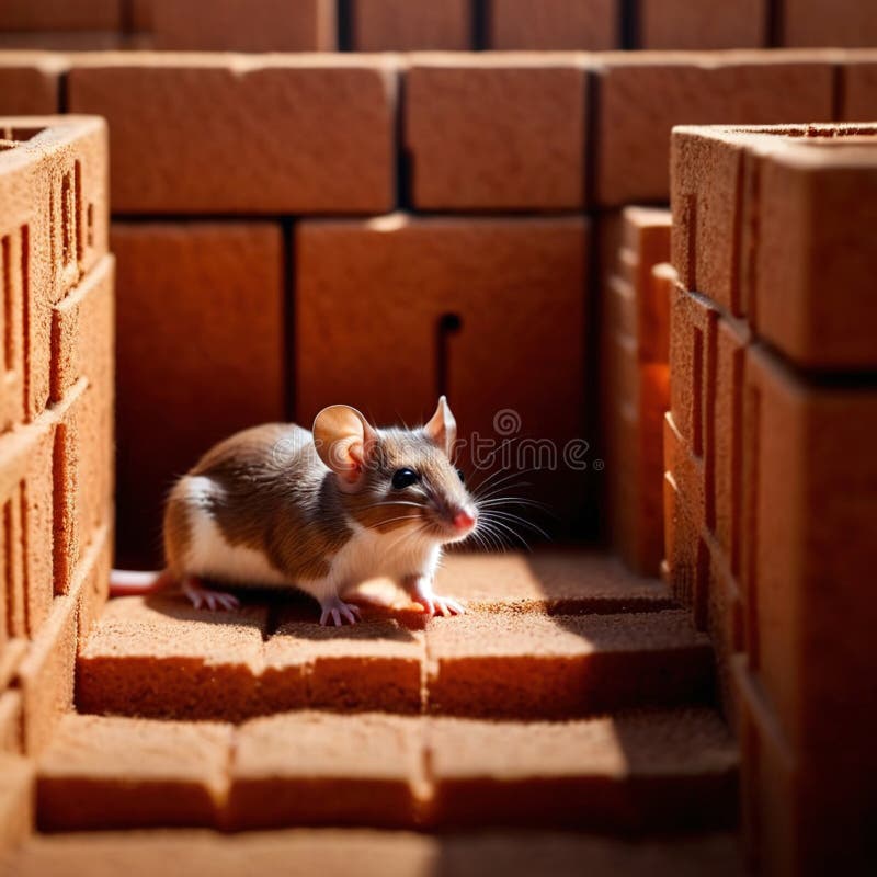 Mouse Lost in Maze, Being Trained To Find a Solution and Exit Stock ...