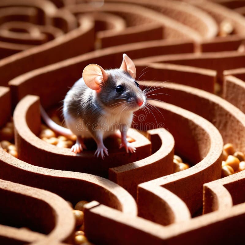 Mouse Lost in Maze, Being Trained To Find a Solution and Exit Stock ...