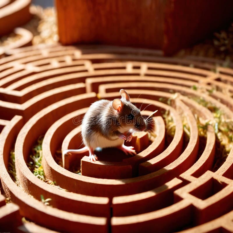 Mouse Lost in Maze, Being Trained To Find a Solution and Exit Stock ...