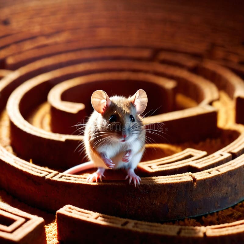 Mouse Lost in Maze, Being Trained To Find a Solution and Exit Stock ...