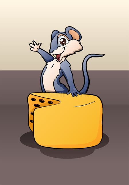 Mouse love cheese stock illustration. Illustration of character - 89247652