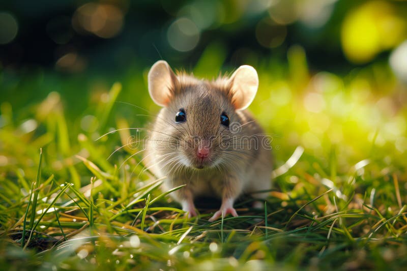 Mouse in Lush Green Grass stock image. Image of field - 315799453