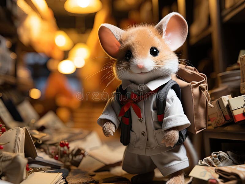 Mouse Mail Carrier Delivering Tiny Envelopes Stock Illustration ...
