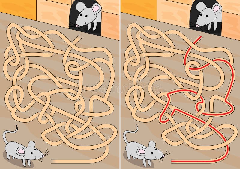 Mouse maze stock vector. Illustration of drawing, brain - 82180084