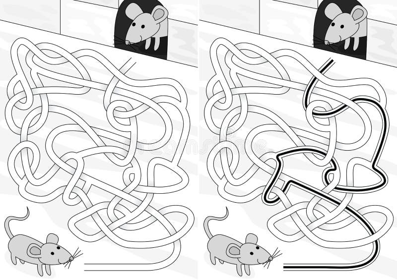 Mouse maze stock vector. Illustration of easy, drawing - 82174785
