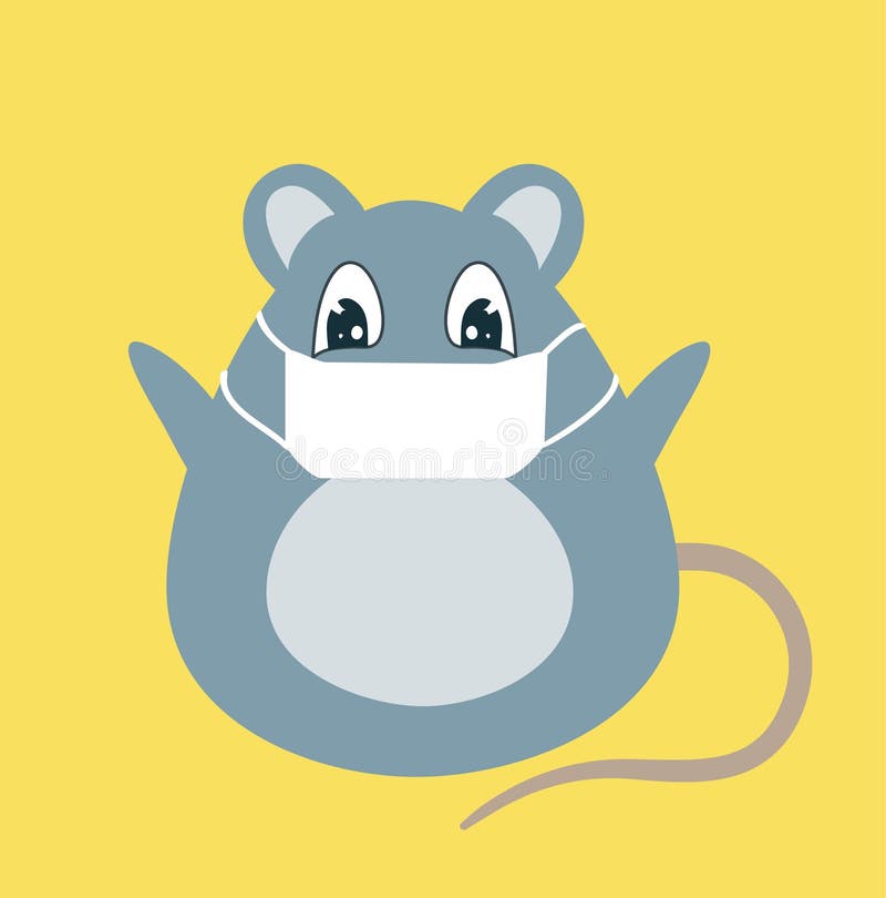 Mouse in a medical mask stock vector. Illustration of concept - 176053443