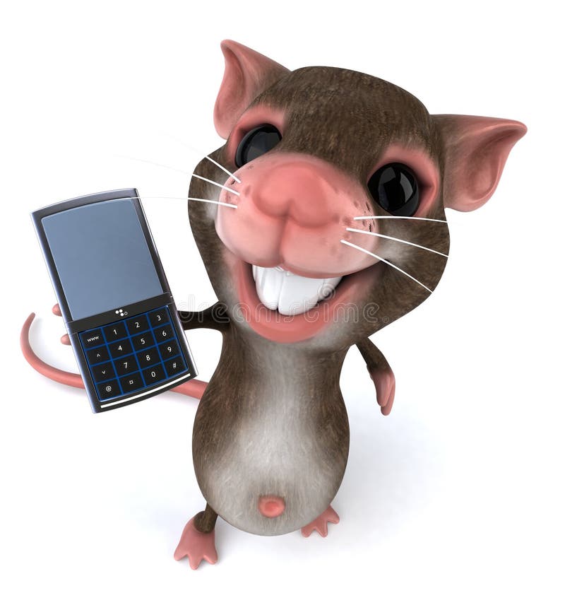 Mouse with a mobile phone stock illustration. Illustration of gerbil ...