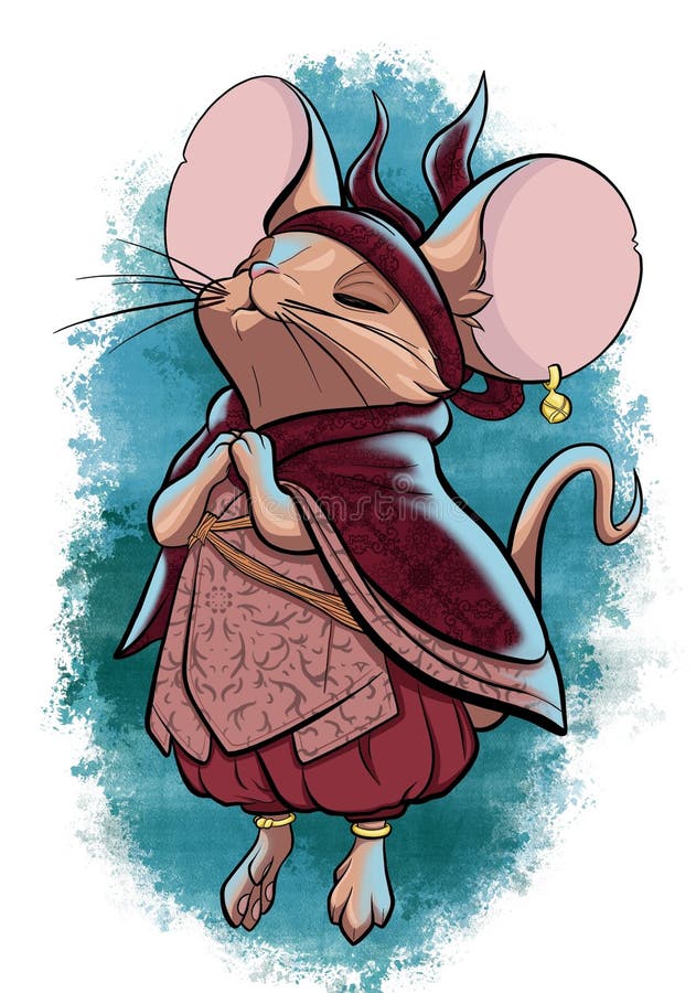 Mouse Monk Doing Magic in Loose Clothes Stock Illustration ...