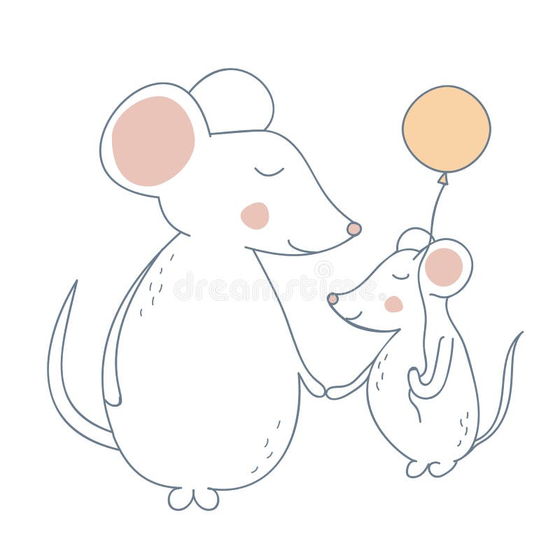 Mouse Mother with Babies Cartoon Stock Vector - Illustration of house ...