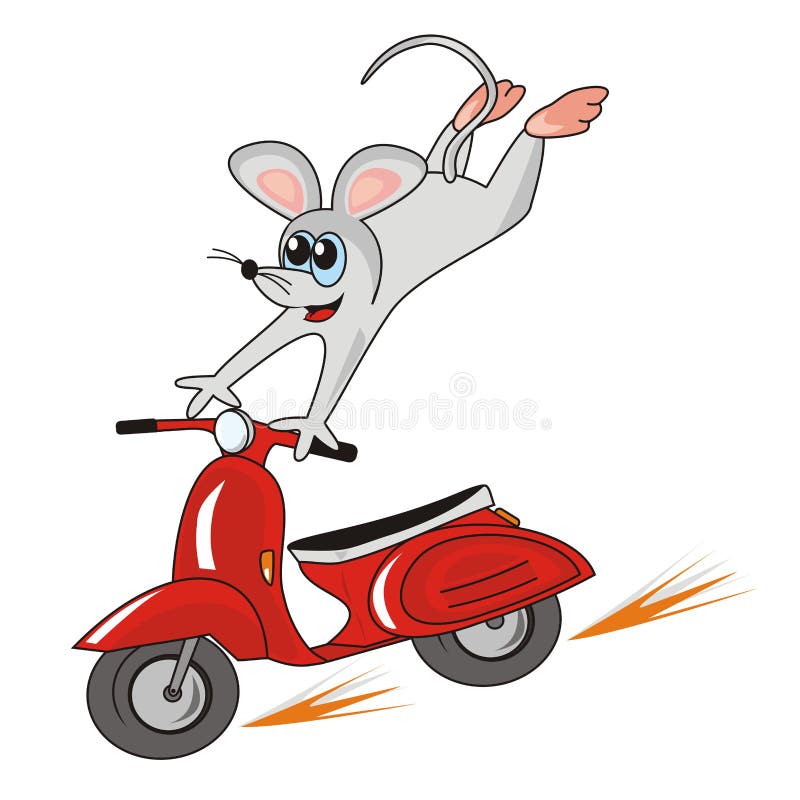 Mouse and Motorbike, Crazy Vector Illustration Stock Vector ...