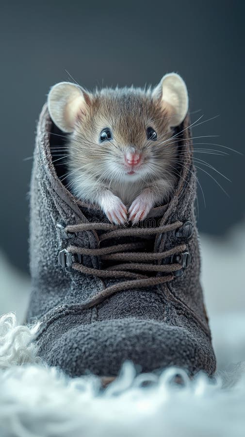 Mouse Nestled Inside a Soft Suede Boot Stock Image - Image of cozy ...