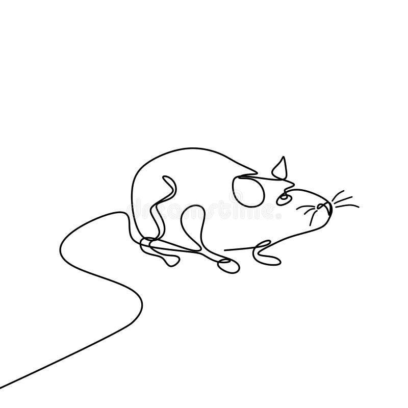 Mouse One Line Drawing Vector Illustration. Minimalism Hand Drawn ...